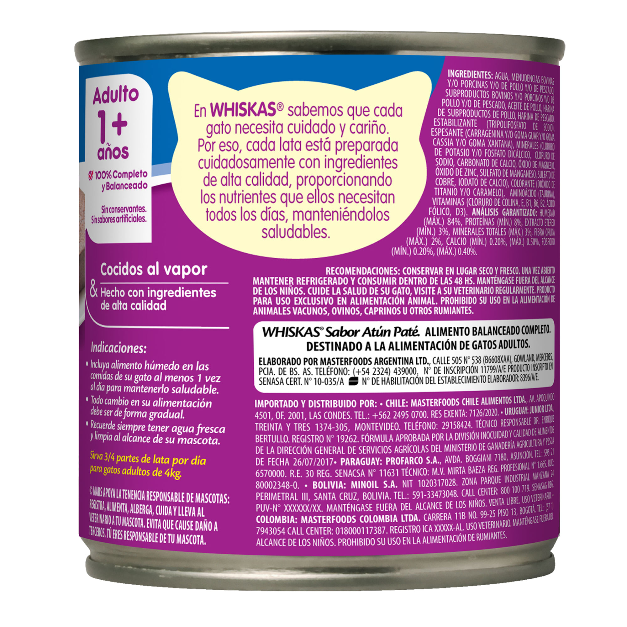 Whiskas En Lata Sabor Atun X 340 Grs