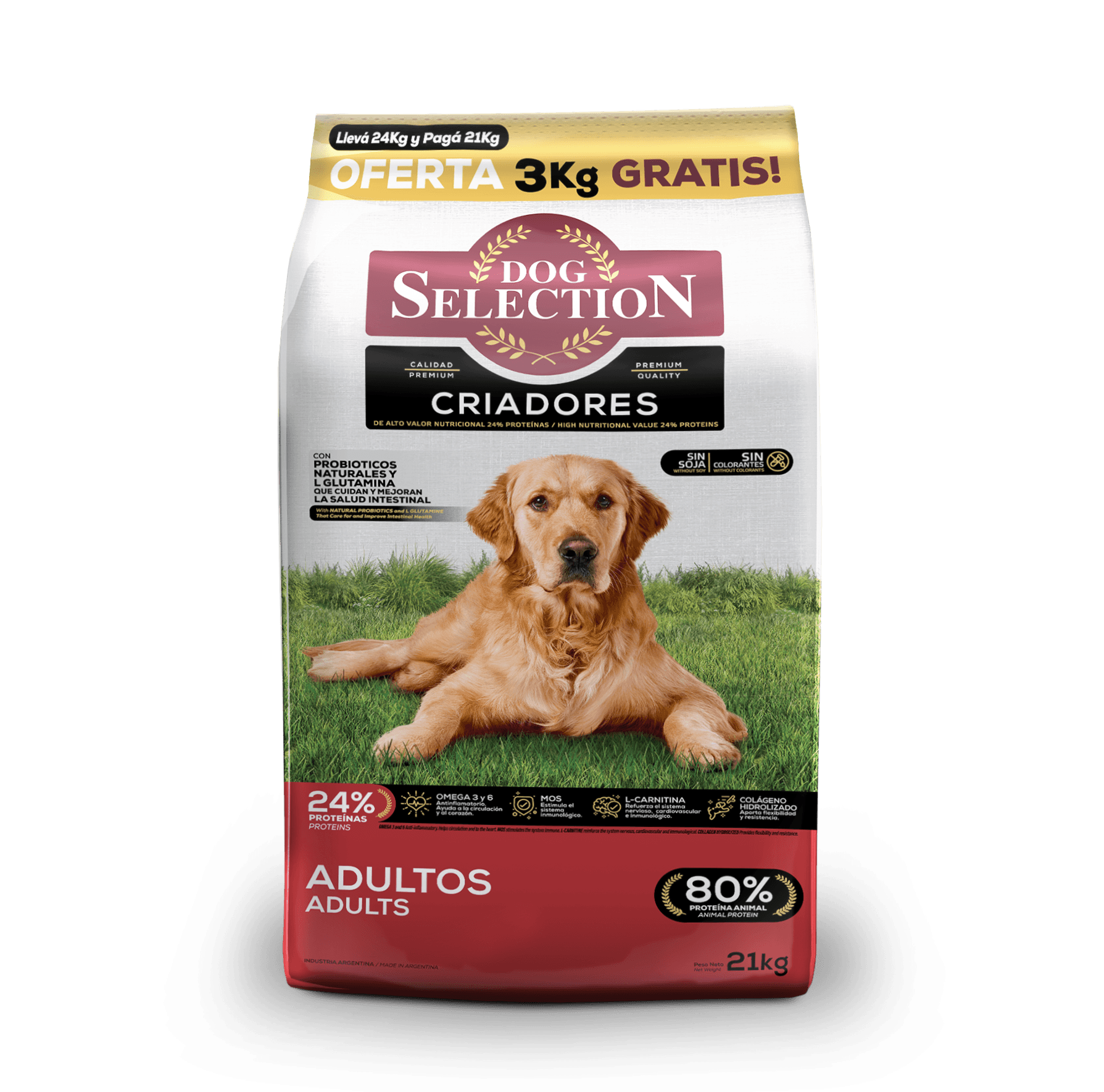 Dog Selection Criadores Carne Y Pollo X 21 + 3 Kg - Natural Life