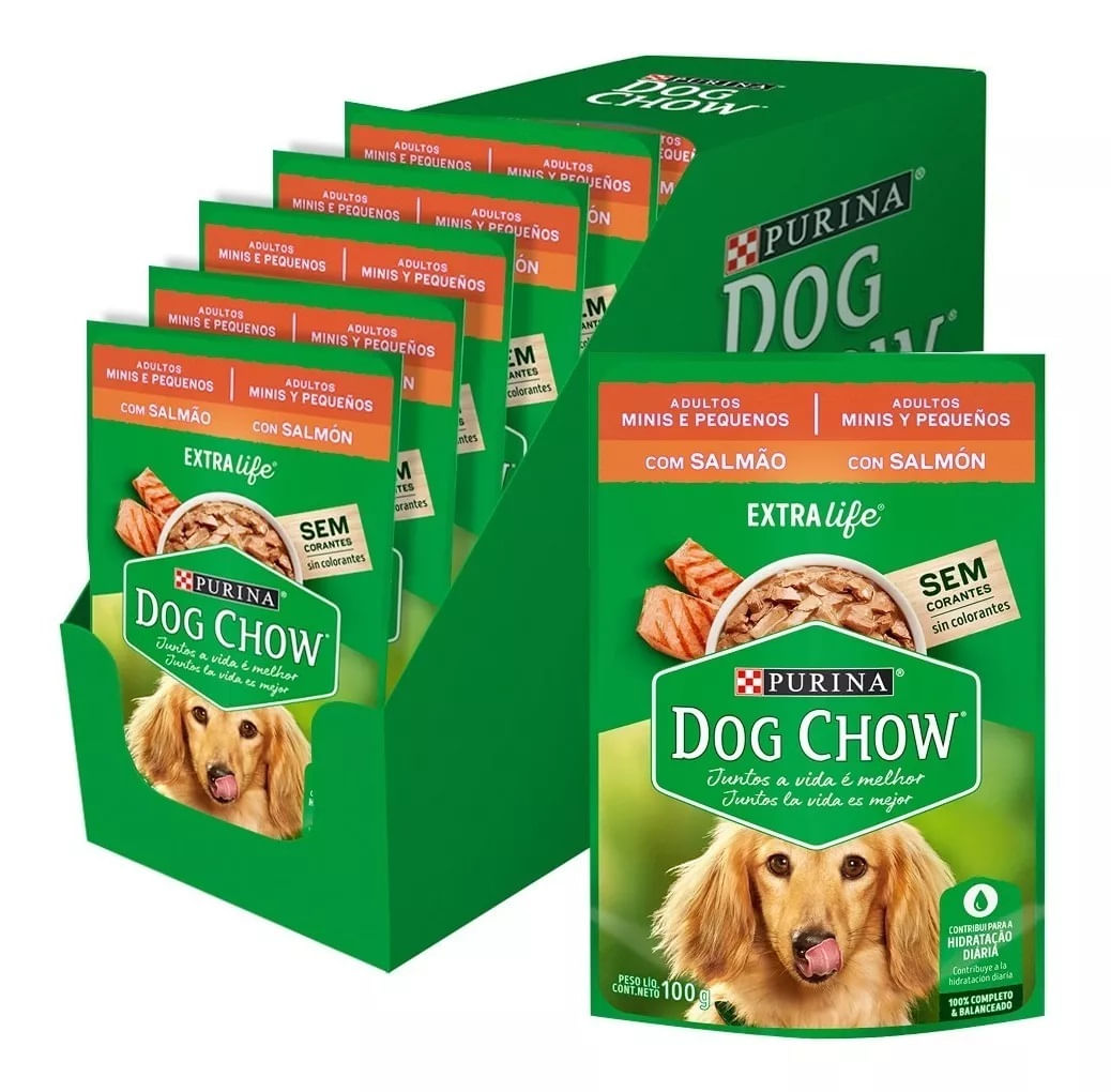 Pack Pouch Dog Chow Adulto Mini y Pequeños Salmon x 100 gr 15 Unidades