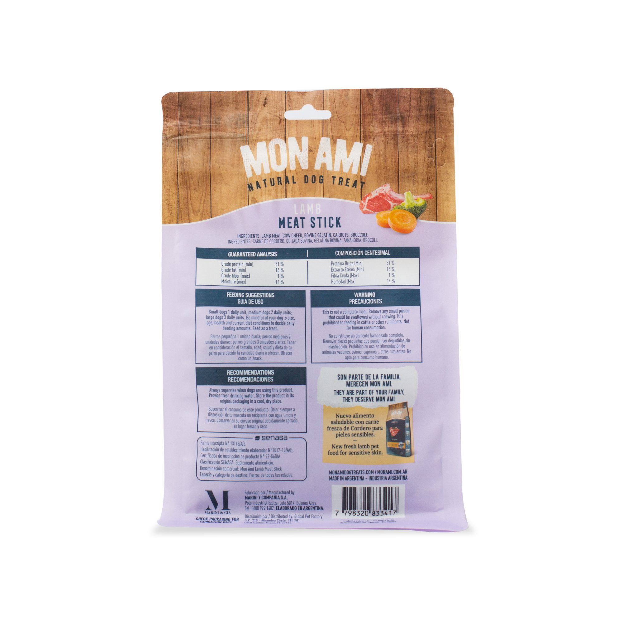 Snack Saludable Mon Ami Meat Stick Lamb X 150 Gr - Natural Life