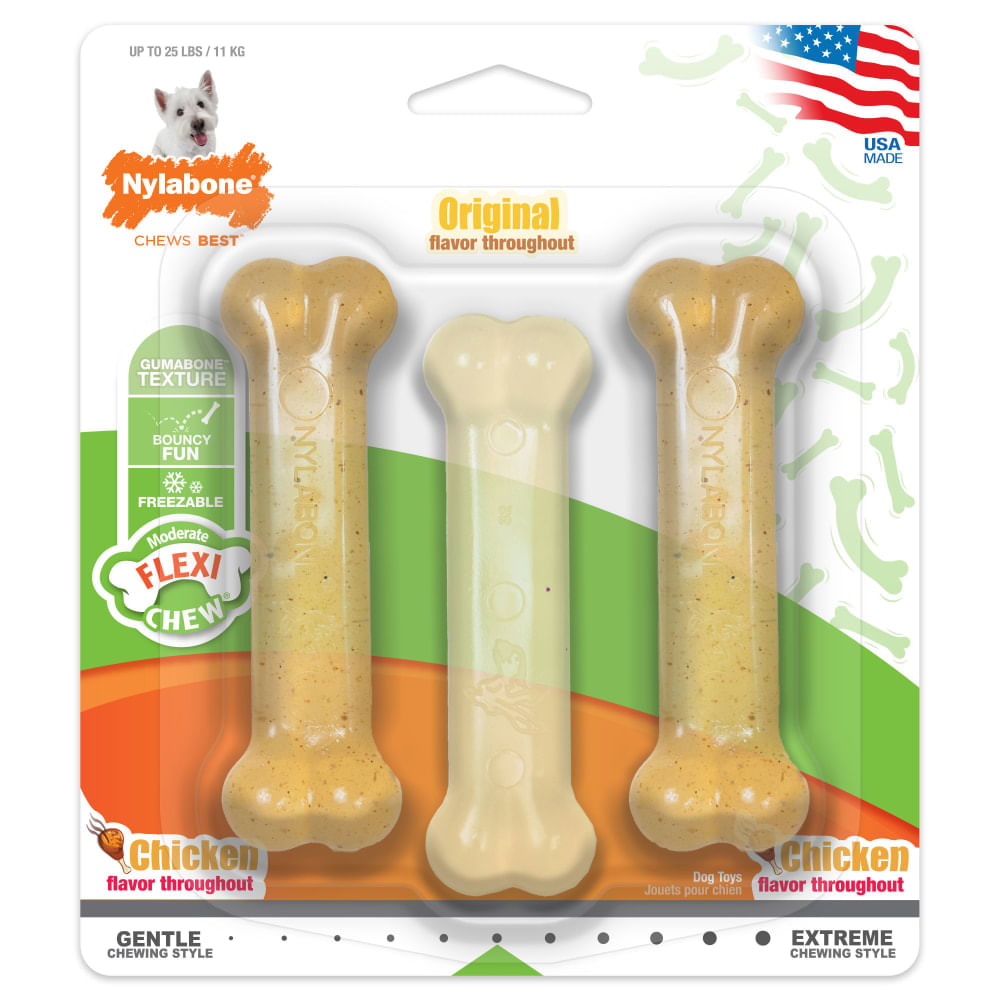 Huesos Masticables Nylabone Flexi Chew Triple Pack Sabores Original Y ...